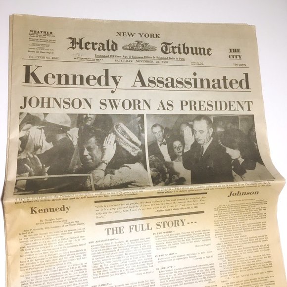 Vintage | Other | New York Herald Tribune Day After Jfk Assassination ...